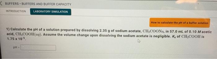 Solved BUFFERS. BUFFERS AND BUFFER CAPACITY LABORATORY | Chegg.com