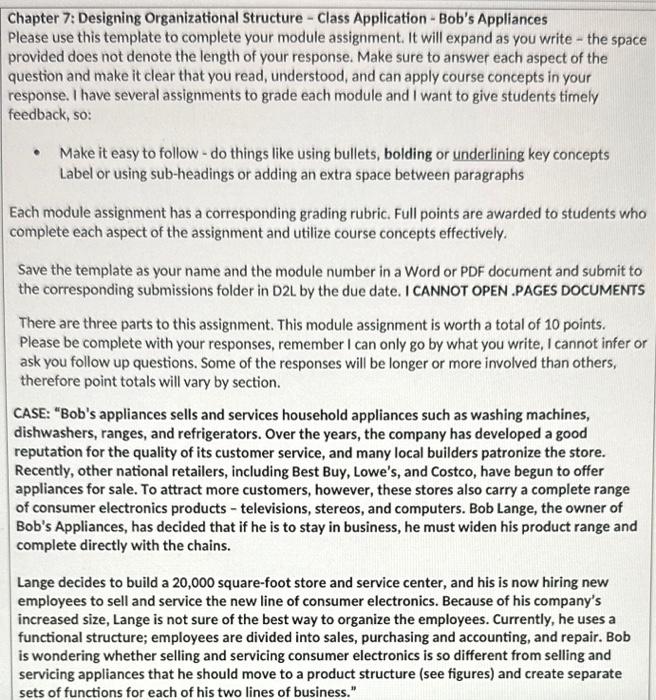 Solved Chapter 7: Designing Organizational Structure - Class | Chegg.com