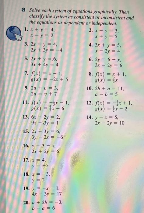 Solved a Solve each system of equations graphically. Then | Chegg.com