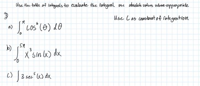 Solved use the table of integrals to evaluate the integral. | Chegg.com