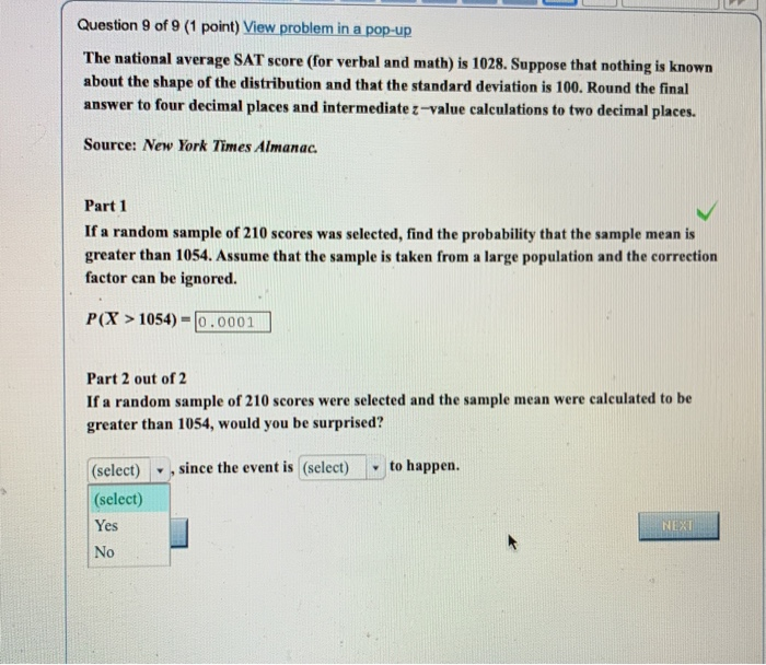 Solved Question 9 of 9 (1 point) View problem in a pop-up | Chegg.com