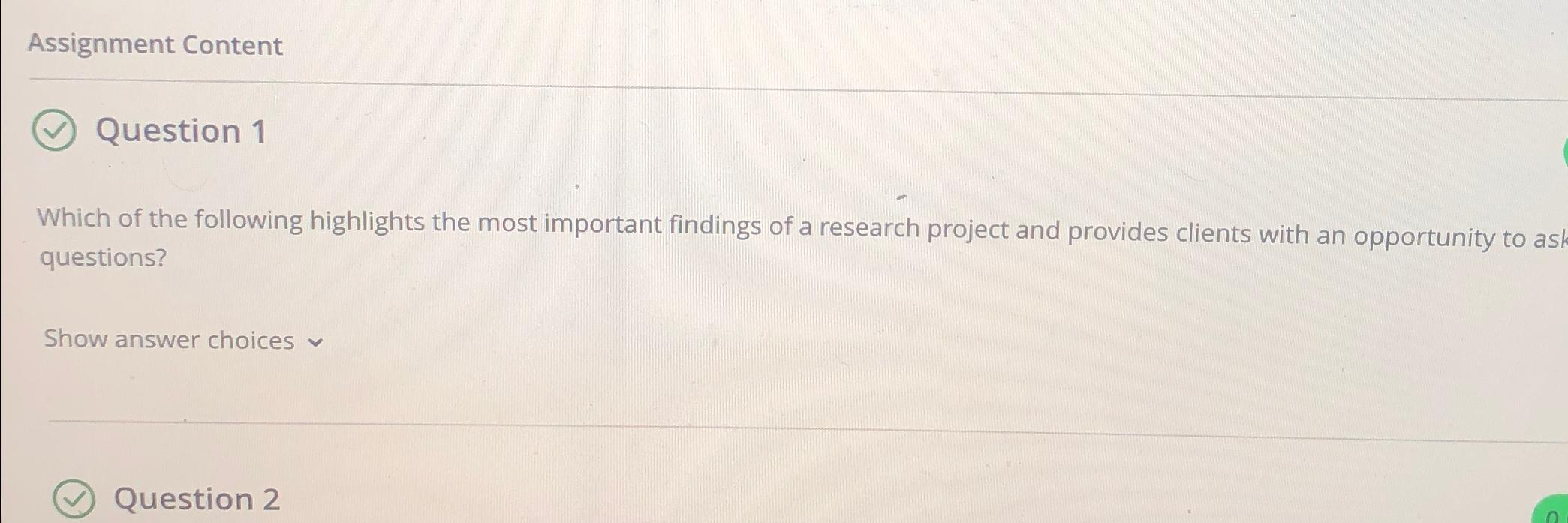 Solved Assignment ContentQuestion 1Which of the following | Chegg.com