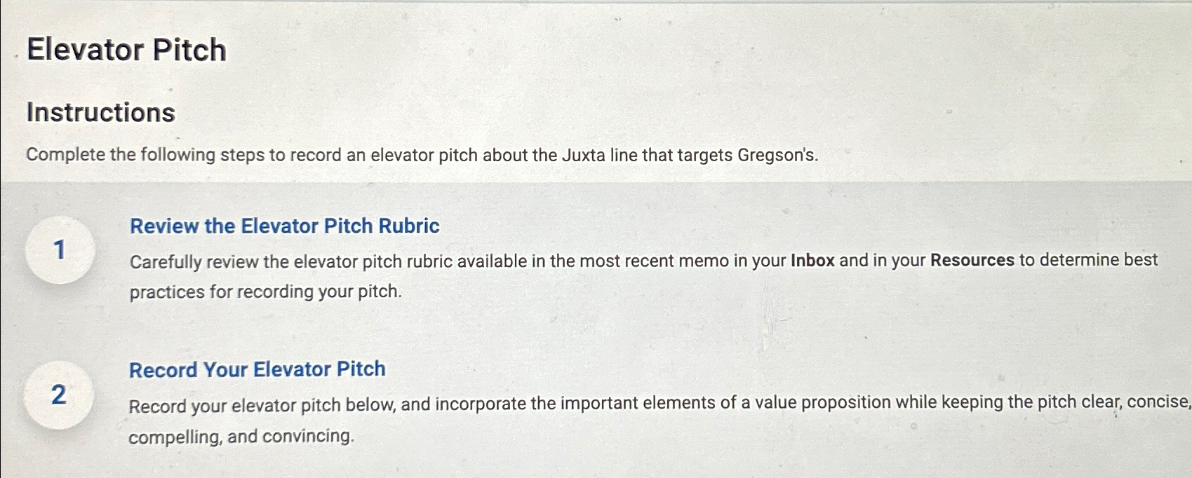 Solved Elevator PitchInstructionsComplete the following | Chegg.com