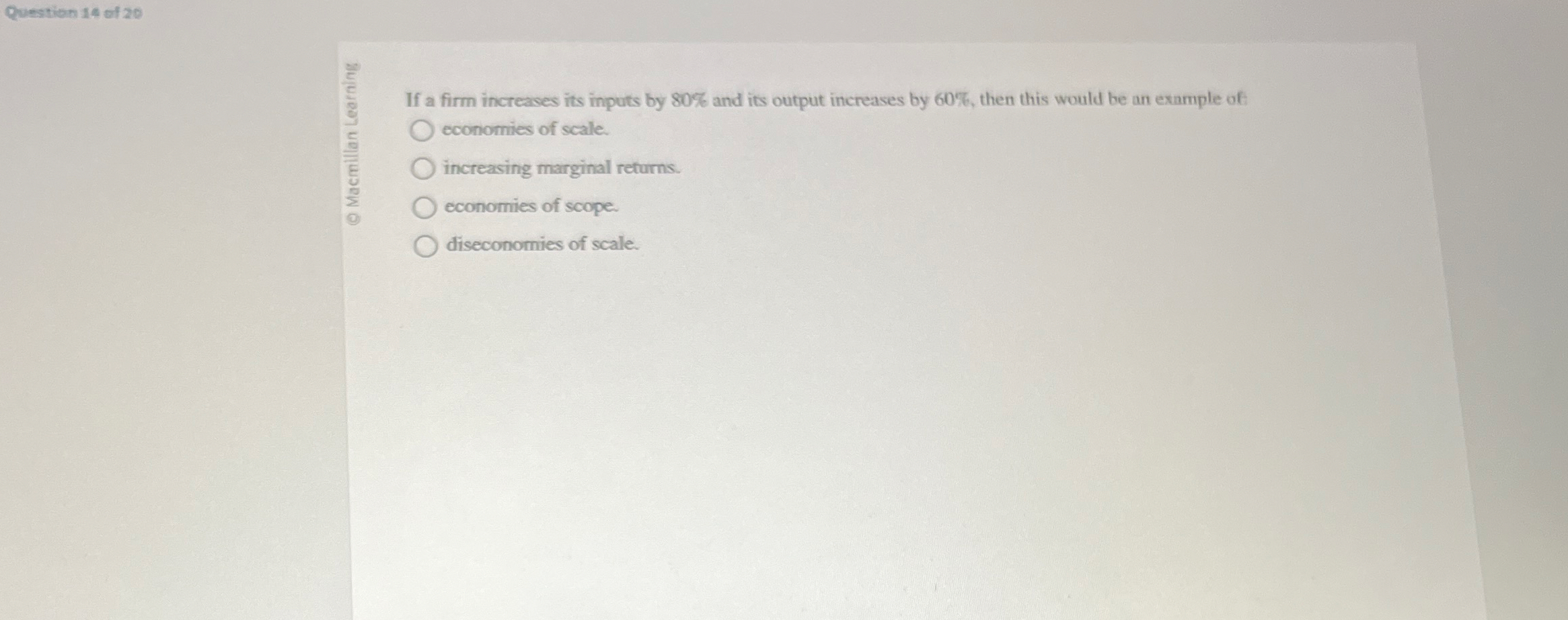 High Quality SOLUTION Question 14 ﻿of 20If a firm increases its inputs by | Chegg.com