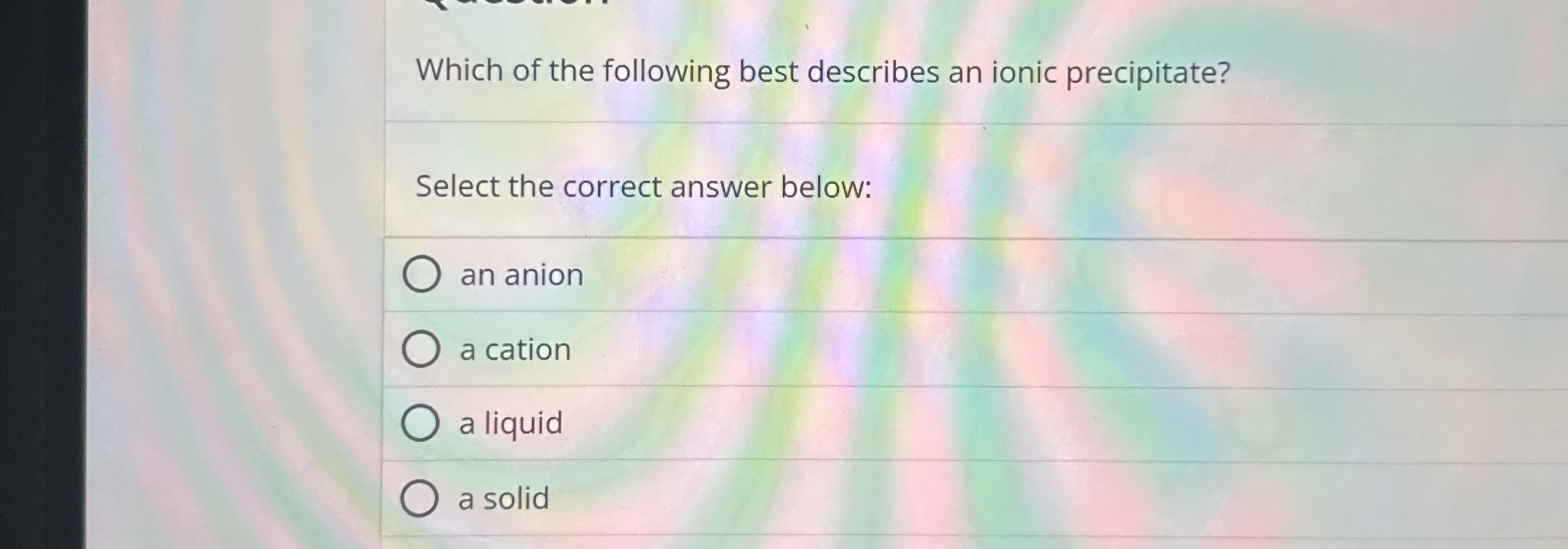 Solved Which of the following best describes an ionic | Chegg.com
