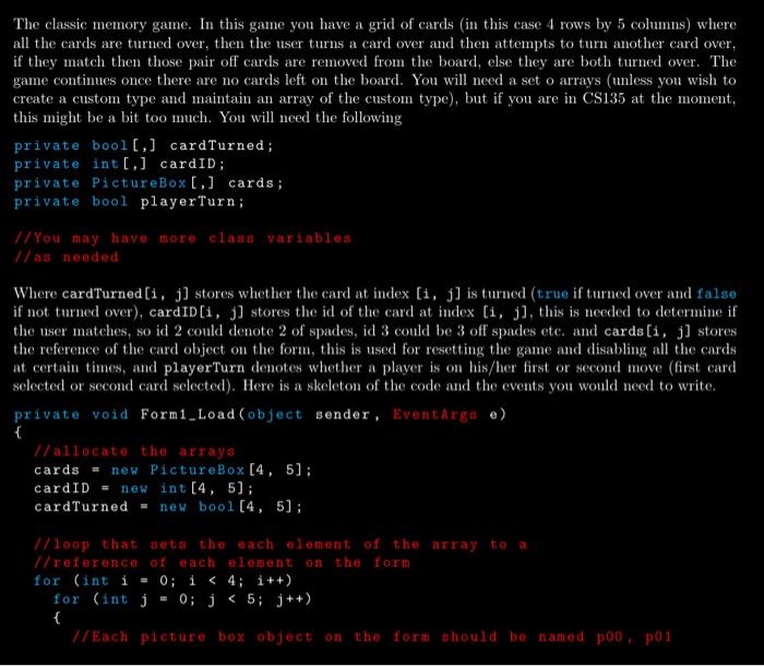 Solved The classic memory game. In this game you have a grid | Chegg.com