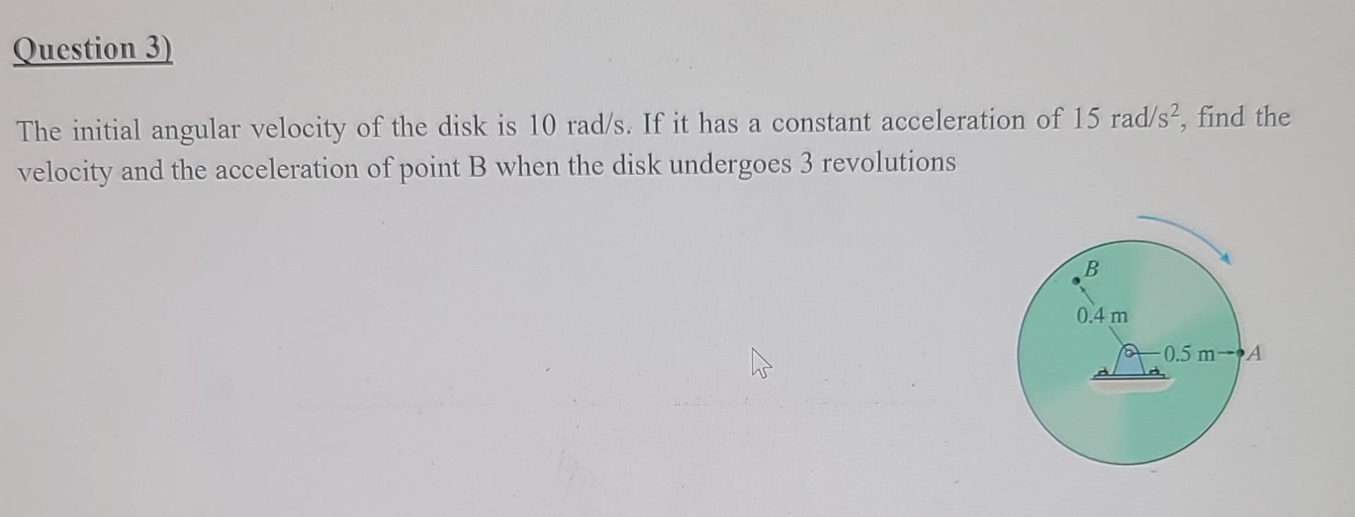 Solved Question 3 The initial angular velocity of the disk | Chegg.com