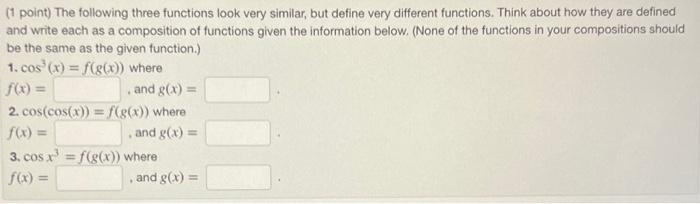 Solved (1 point) The following three functions look very | Chegg.com