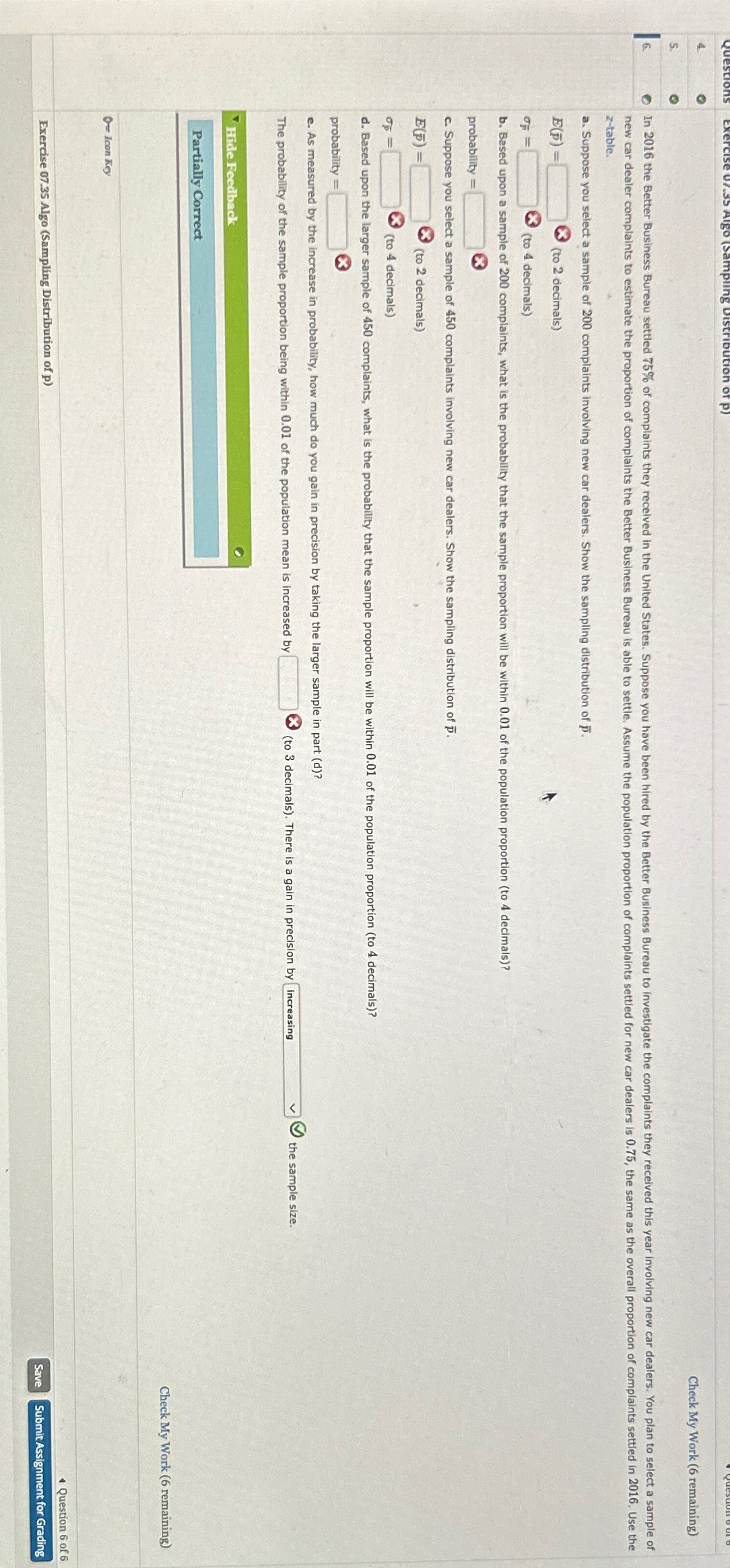 Solved Check My Work (6 ﻿remaining)5. 06. z-table.a. | Chegg.com