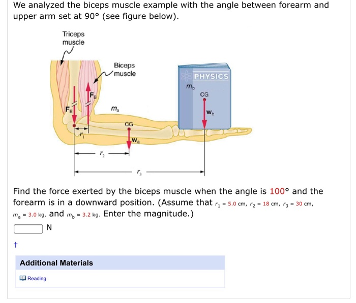 Solved We analyzed the biceps muscle example with the angle | Chegg.com