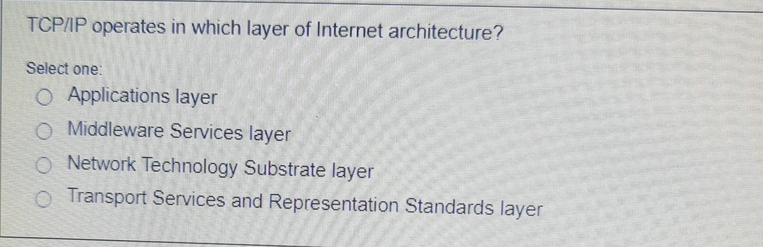 TCPIIP operates in which layer of Internet | Chegg.com