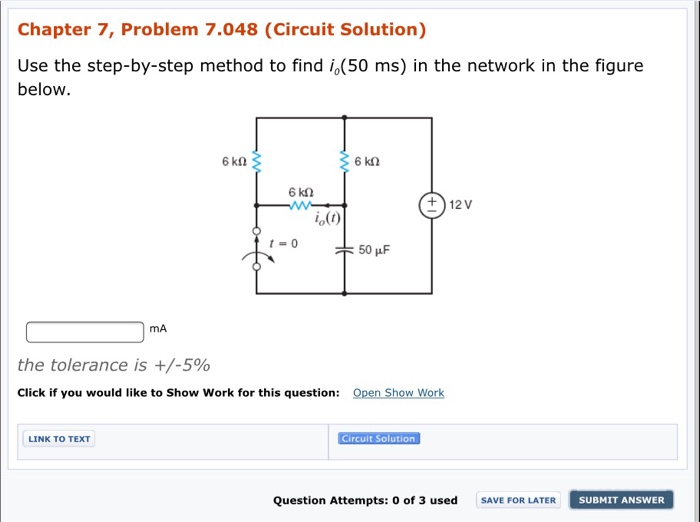 Solved Chapter 7, Problem 7.048 (Circuit Solution) Use the | Chegg.com