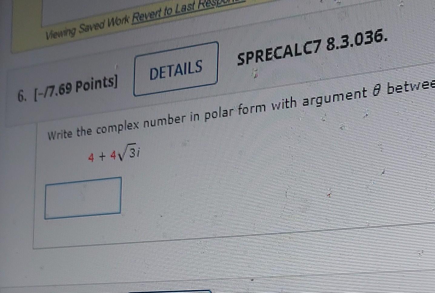 Solved write the complex number in polar form with arguments | Chegg.com