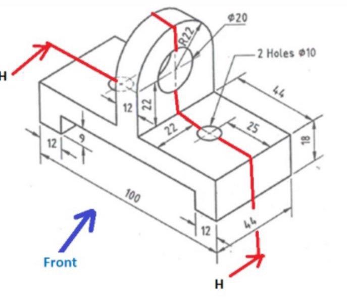 Solved draw in autocad with all dimensions:1) front view 2) | Chegg.com