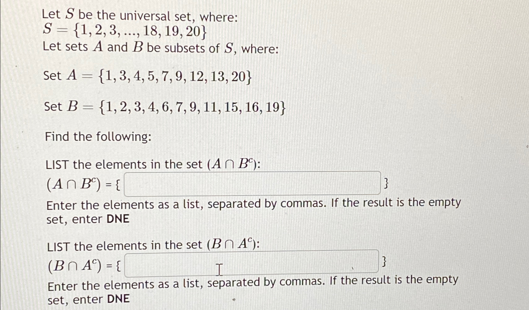 Solved Let S ﻿be the universal set, | Chegg.com