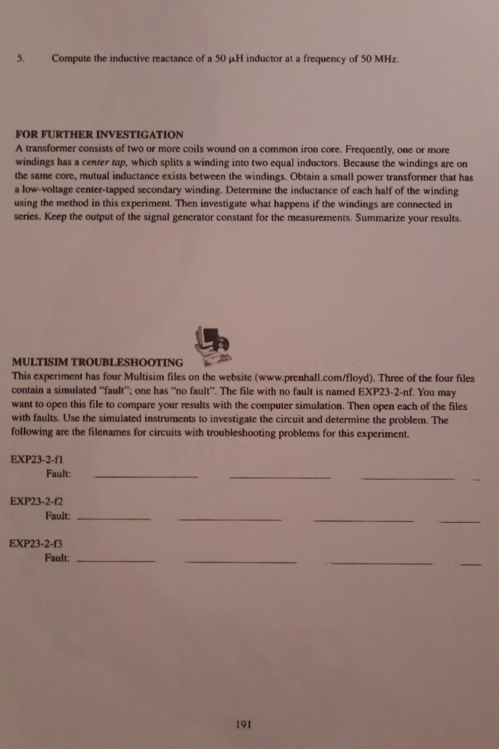 23 Inductive Reactance Name Date Class READING Text, | Chegg.com