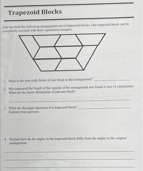 Solved Trapezoid Blocks Mia has built the following | Chegg.com