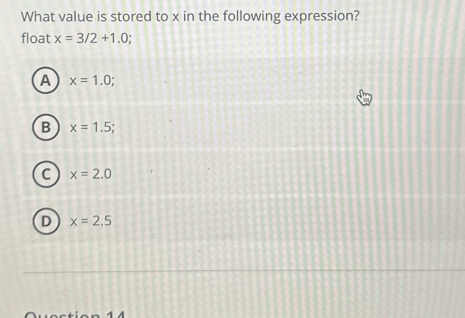 Solved What value is stored to x ﻿in the following | Chegg.com