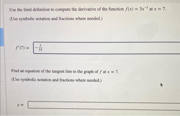 Solved Use the limit definition to compute the derivative of | Chegg.com