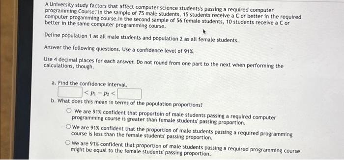 Solved A University study factors that affect computer | Chegg.com