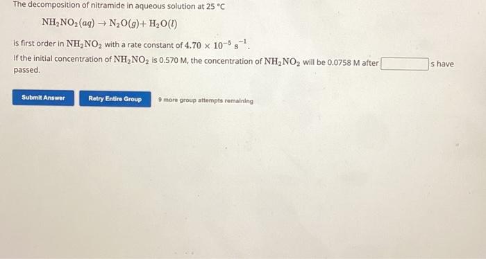 Solved The decomposition of nitramide in aqueous solution at | Chegg.com
