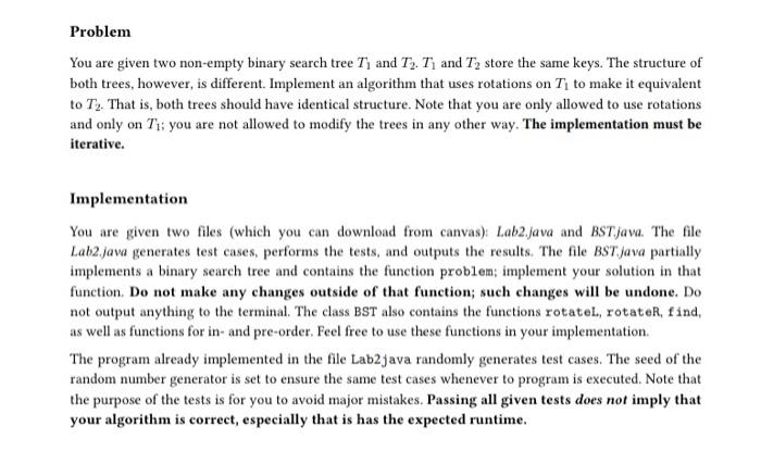 Solved Problem You are given two non-empty binary search | Chegg.com