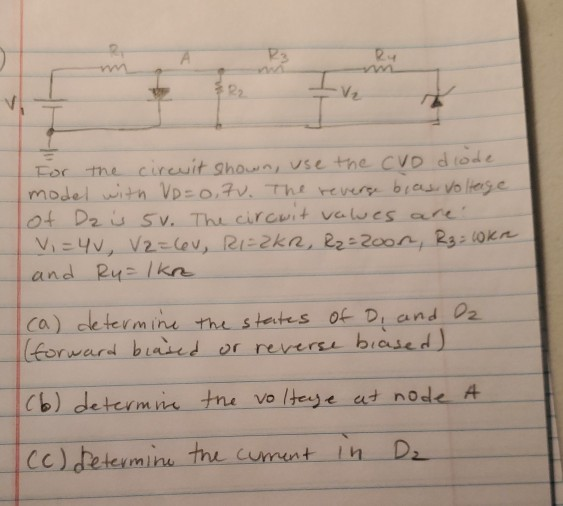 Solved 2 V2 V For the circuit shown, use the cvo diode model | Chegg.com