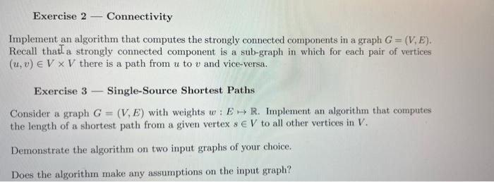 Solved Exercise 2 Connectivity Implement an algorithm that | Chegg.com