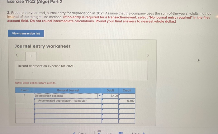 Solved Required information Exercise 11-23 (Algo) Change in | Chegg.com