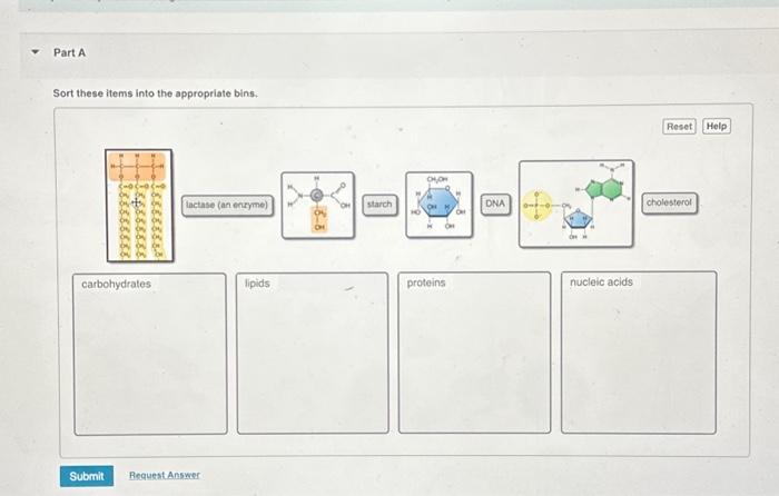 Solved Part A Sort these items into the appropriate bins. H | Chegg.com