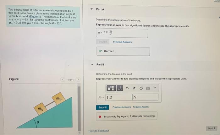 Solved Two blocks made of different materials, connected by | Chegg.com