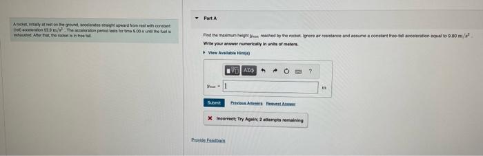 Solved A rocket, initially at rest on the ground, | Chegg.com