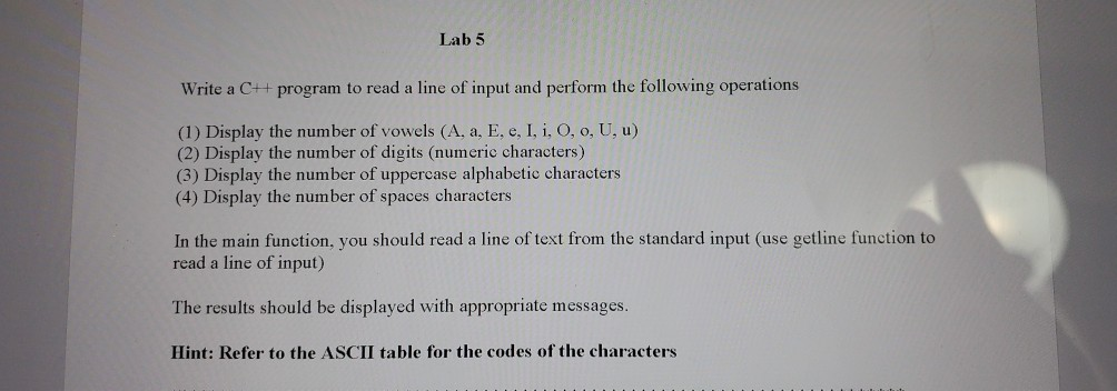 Lab 5 Write a C# program to read a line of input and | Chegg.com