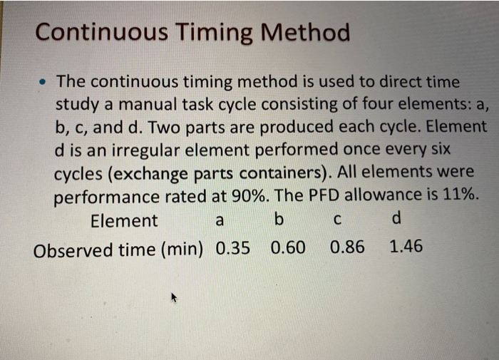 Solved Continuous Timing Method The continuous timing method | Chegg.com