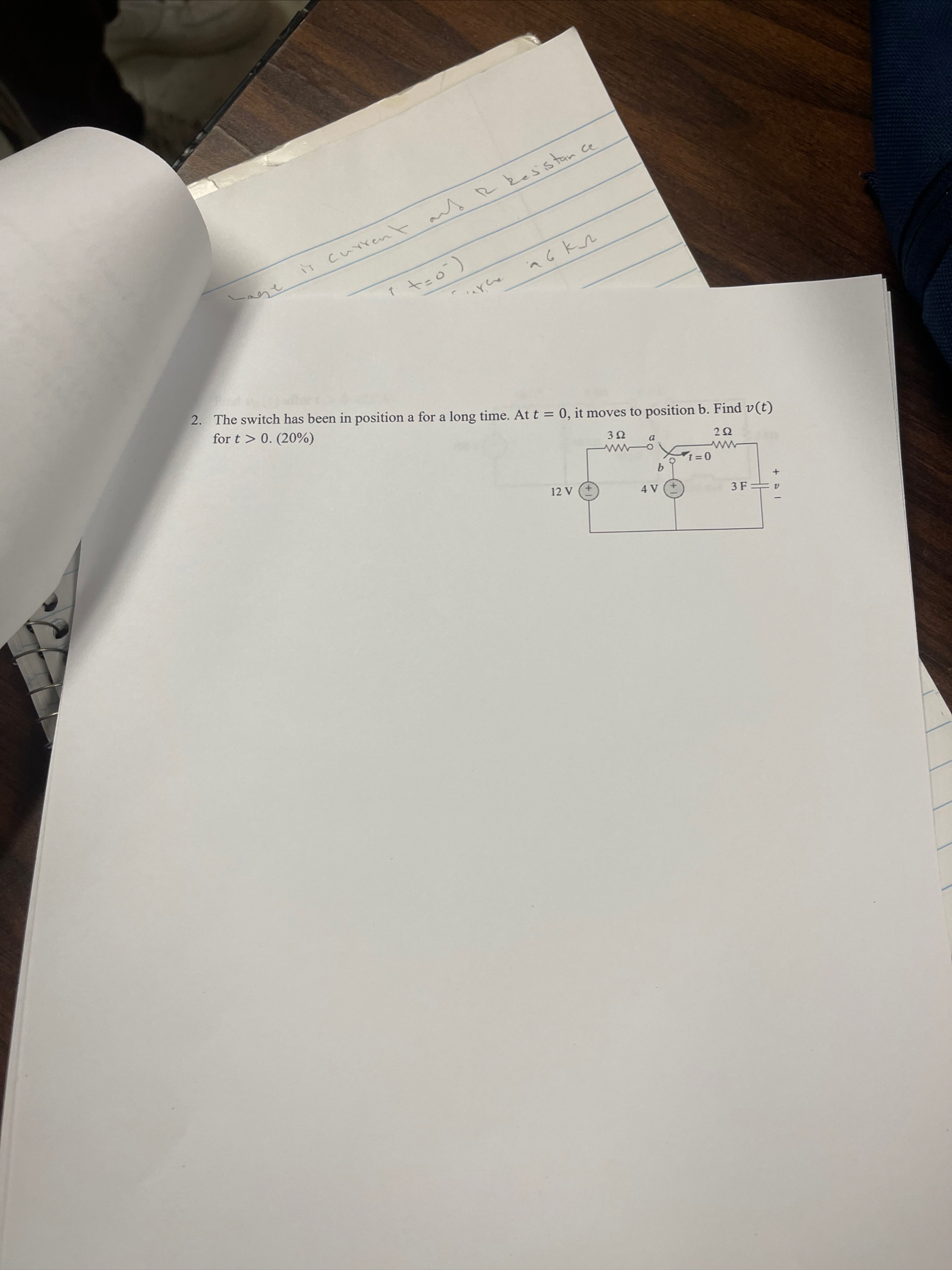 The switch has been in position a for a long time. At | Chegg.com