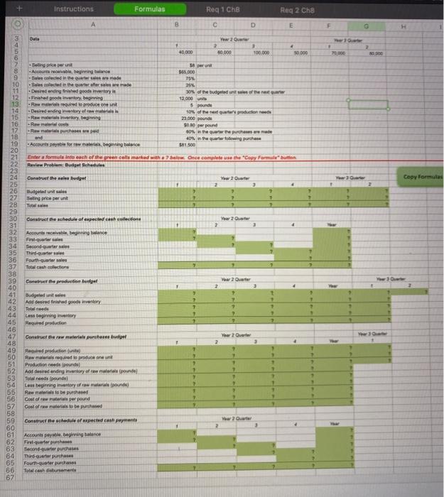 Instructions Formulas Roq 1 Che Reg 2 Ch8 А B с D E F | Chegg.com