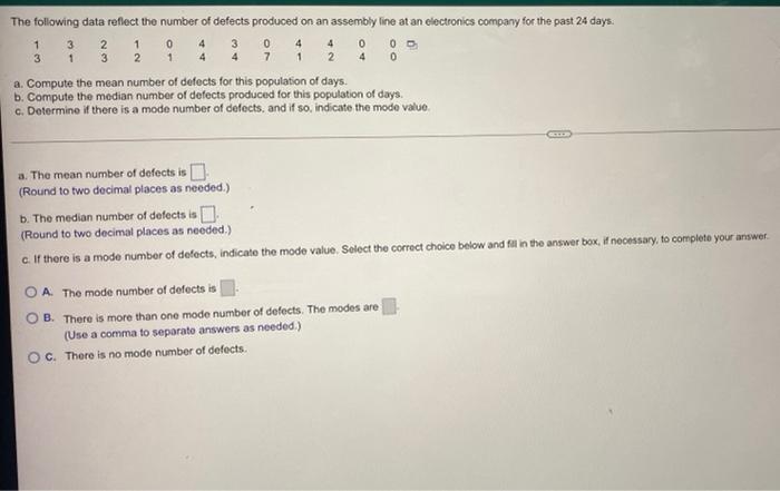 Solved 3 4 7 1 0 The following data reflect the number of | Chegg.com