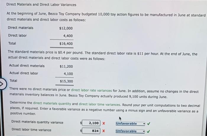 Solved Required: a. Determine the direct materials price | Chegg.com