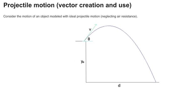 Projectile motion (vector creation and use) Consider | Chegg.com