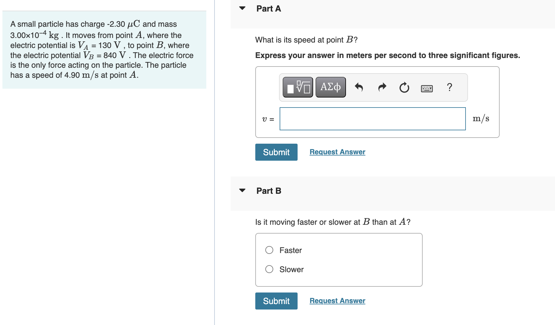 Solved Part AA small particle has charge -2.30μC ﻿and | Chegg.com