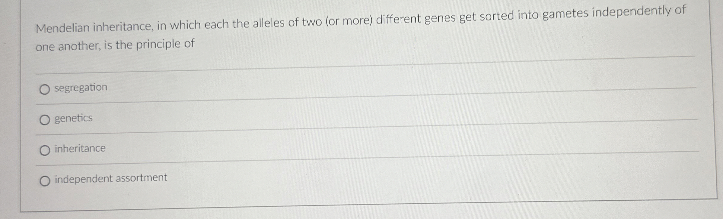 Solved Mendelian inheritance, in which each the alleles of | Chegg.com