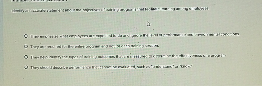 Solved Identify an accurate statement about the objectives | Chegg.com