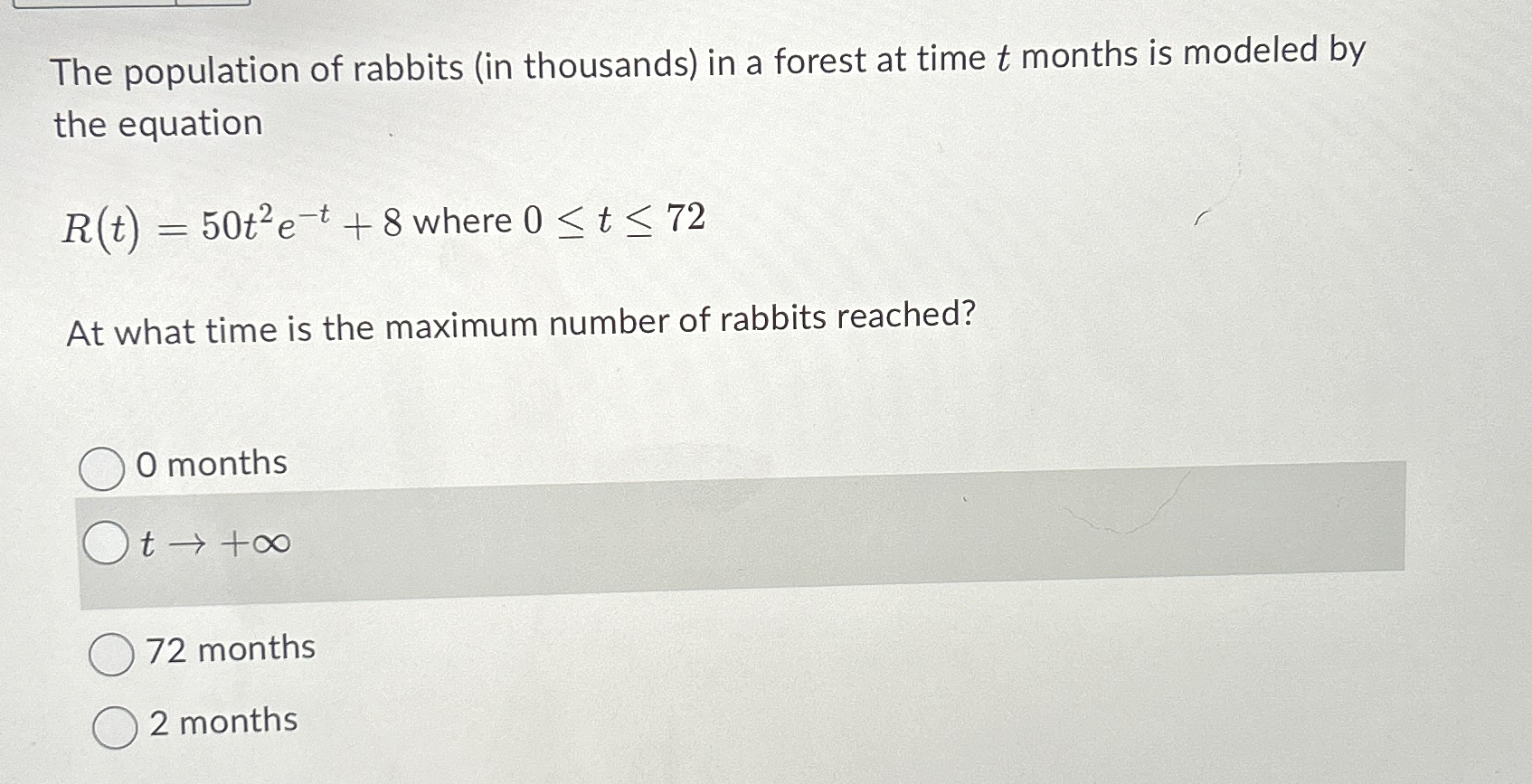 The population of rabbits (in thousands) ﻿in a forest | Chegg.com