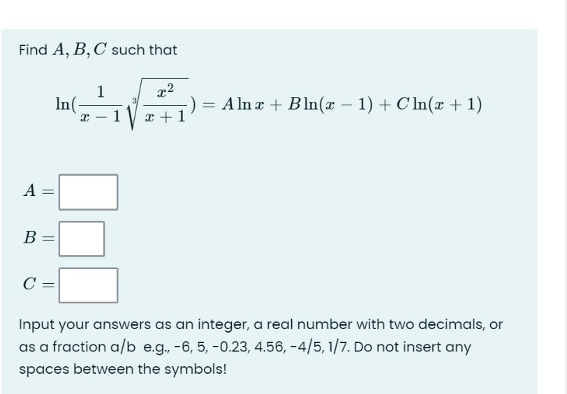 Solved Find A,B,C ﻿such | Chegg.com