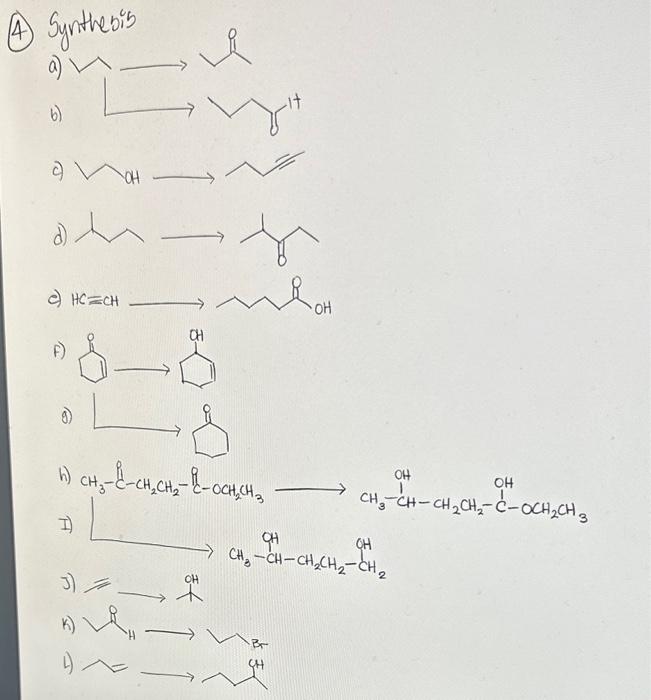 Solved e) HC=CH f) 9) h) I) J) = CHOH k) RH ↘B− | Chegg.com