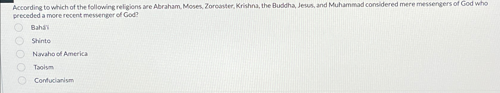 Solved According to which of the following religions are | Chegg.com