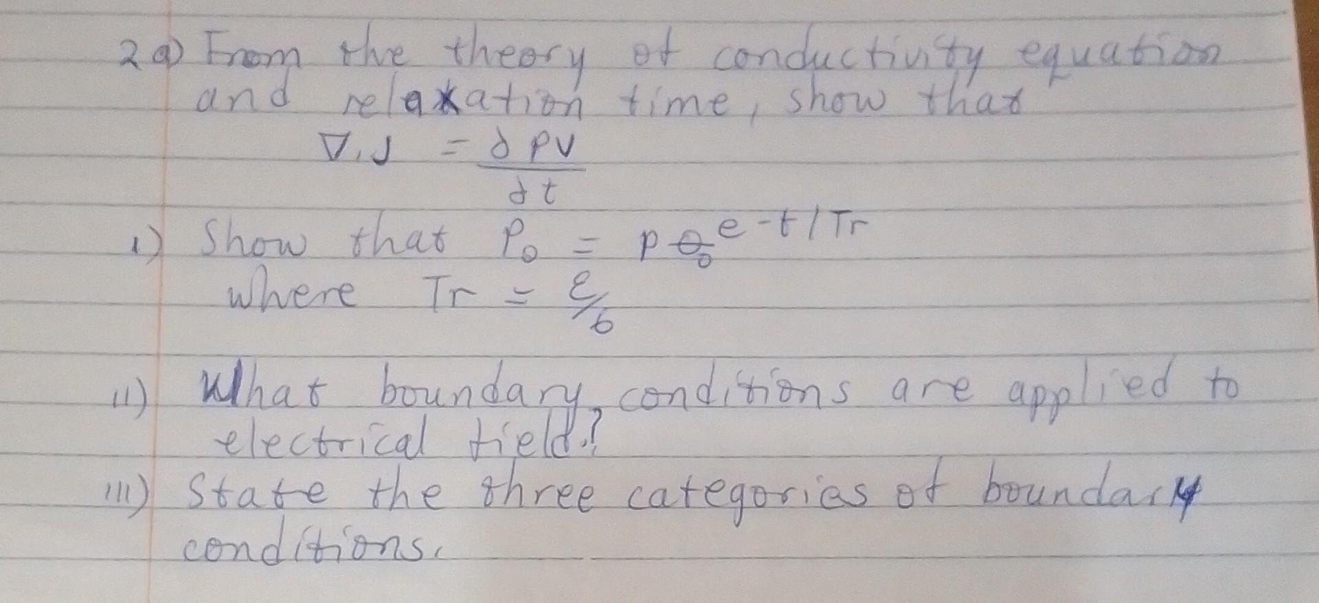 20) From the theory of conductivity equation and | Chegg.com