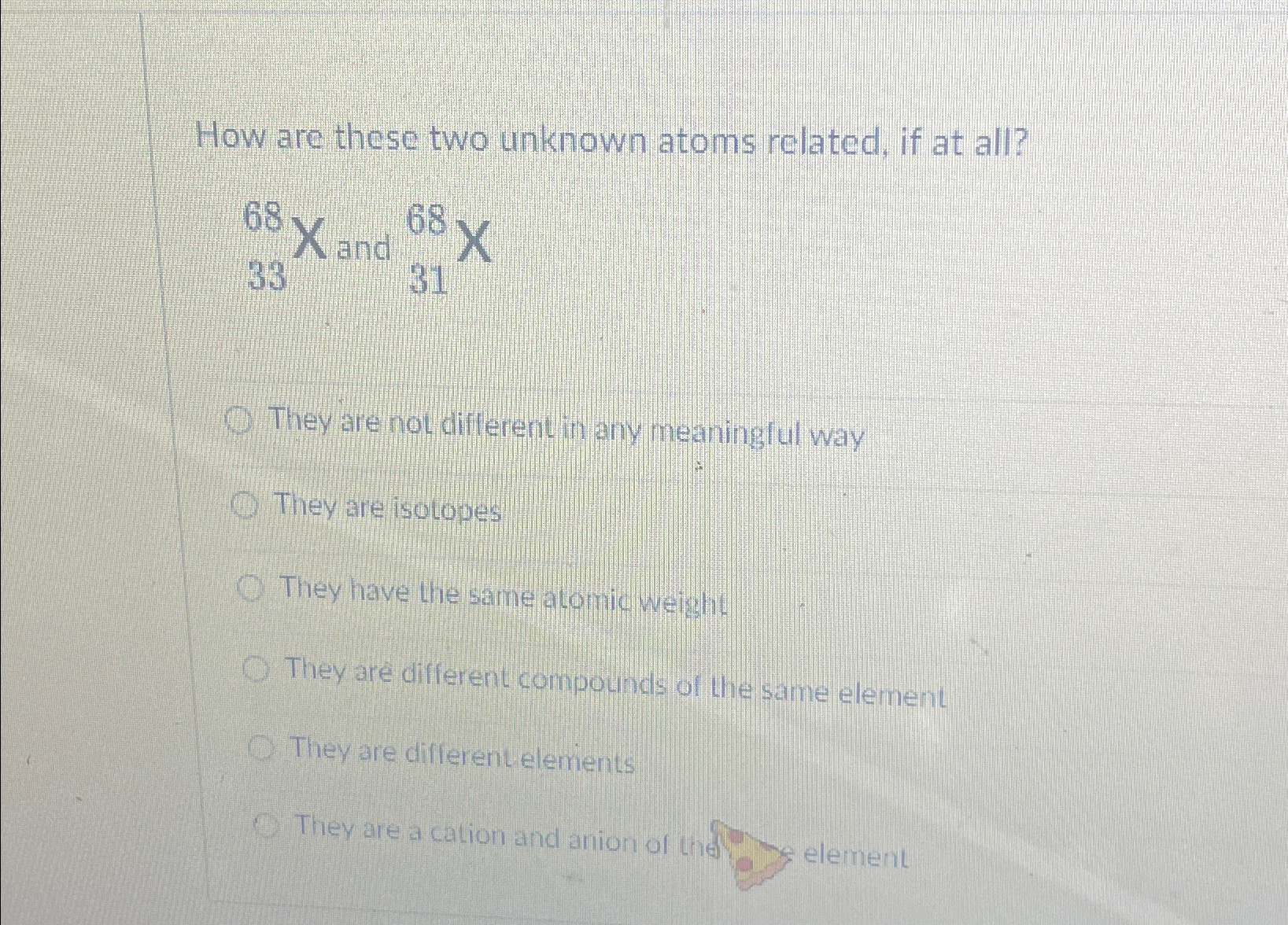 Solved How are these two unknown atoms related, if at | Chegg.com