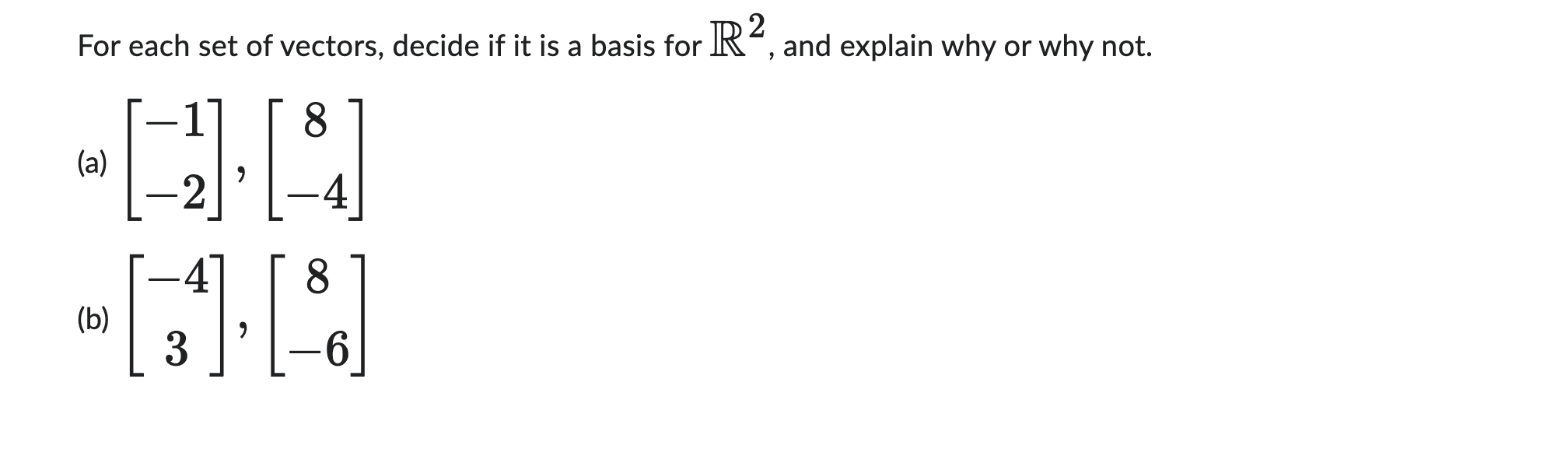 Solved For each set of ﻿vectors, decide if it is ﻿a basis | Chegg.com