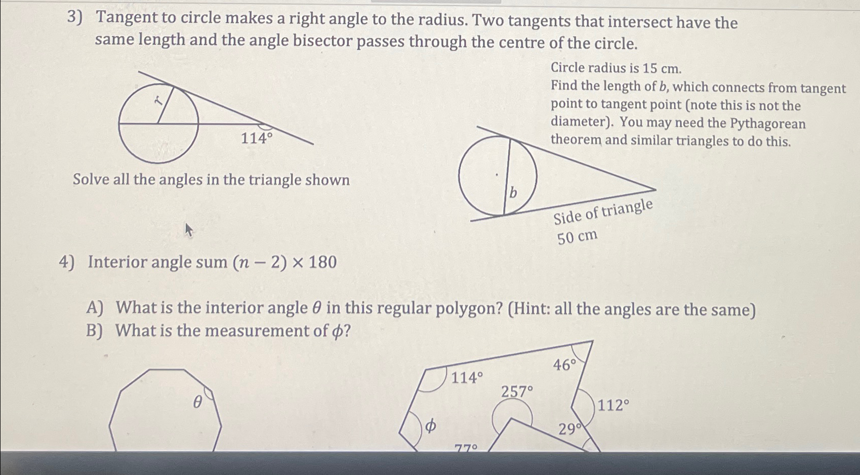 Solved Tangent to circle makes a right angle to the radius. | Chegg.com